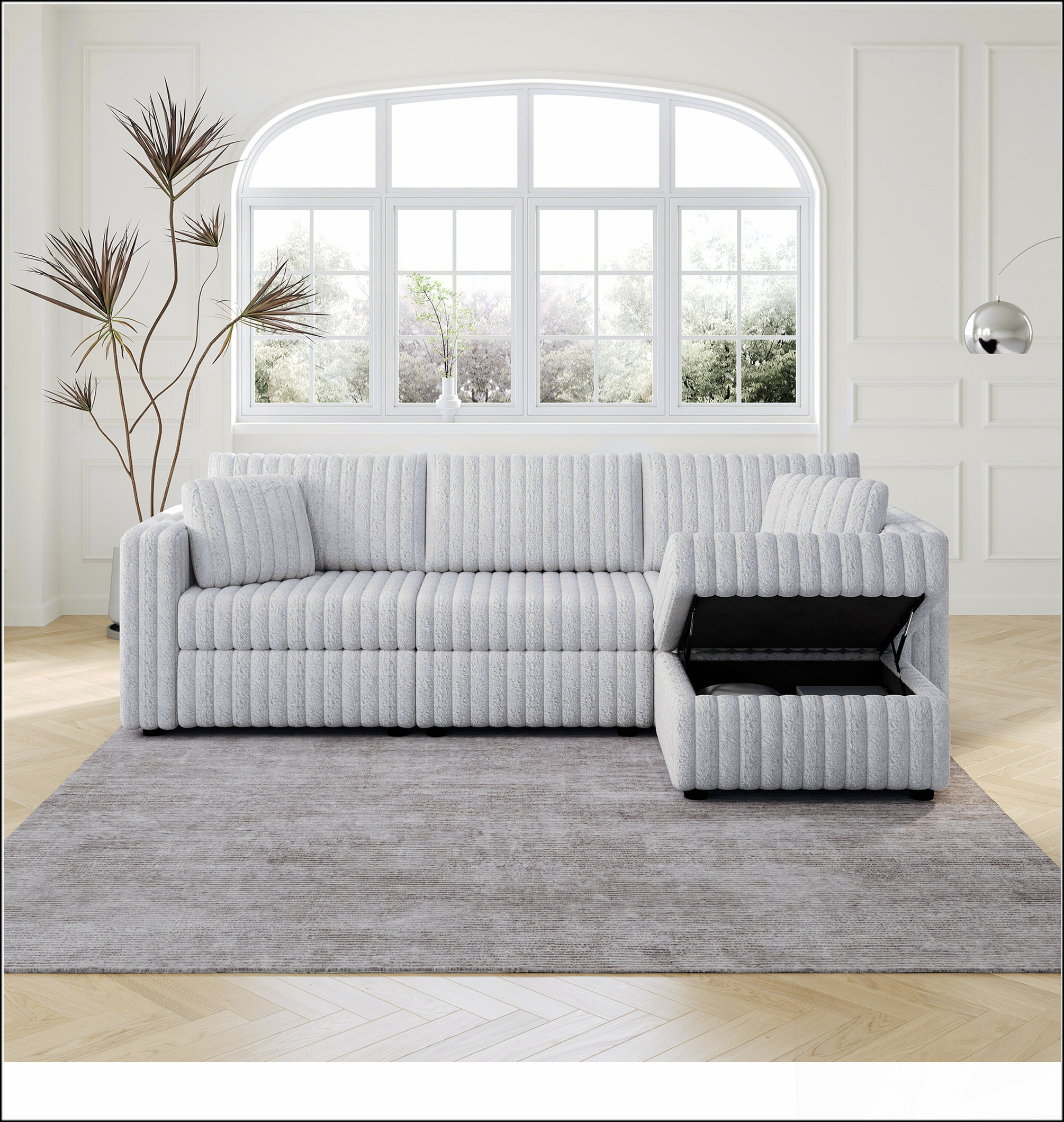 Everly Quinn 106.3" Soft 3 - Person Sofa Matches 30.7" Ottoman Hydraulic Lift Comfortable ...